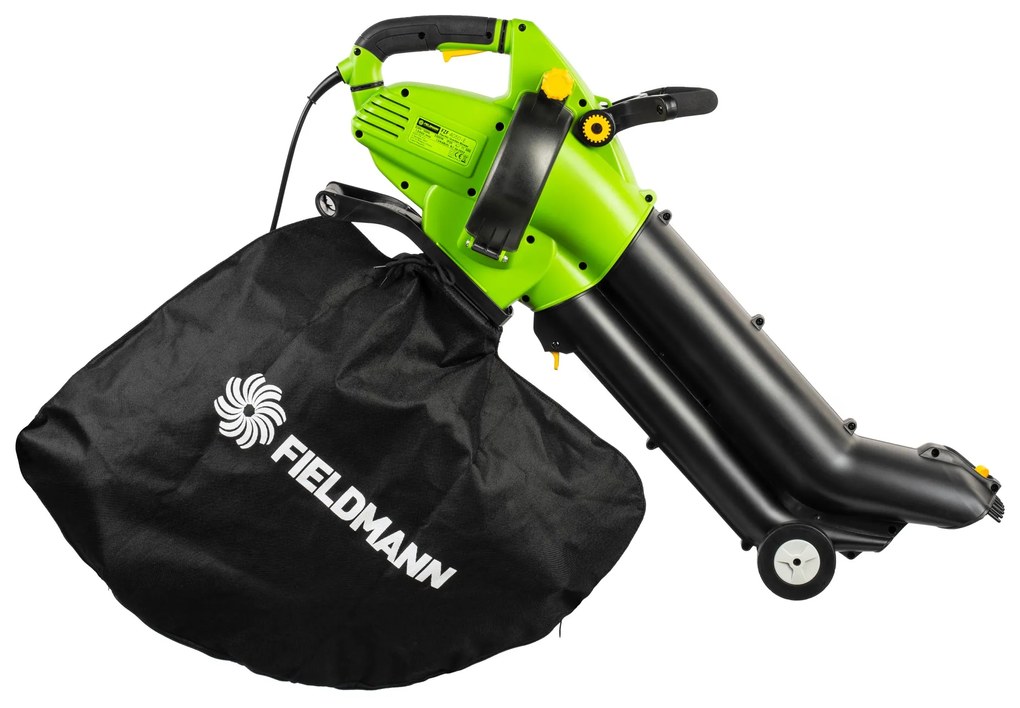 Fieldmann FZF 4050-E  Zahradní vysavač Příkon 3000 W, 3 funkce: foukání, drcení, vysávání, Sací výkon až 10,7 m3/min, Plynulý rozběh motoru, Ocelový