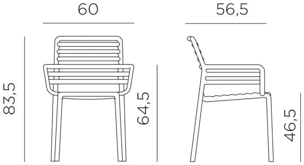 Antracitově šedá plastová zahradní židle Nardi Doga s područkami