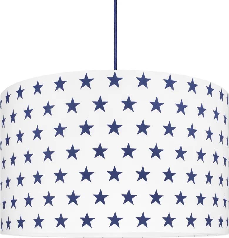 Textilní závěsná lampa Hvězdy - tm. modrá