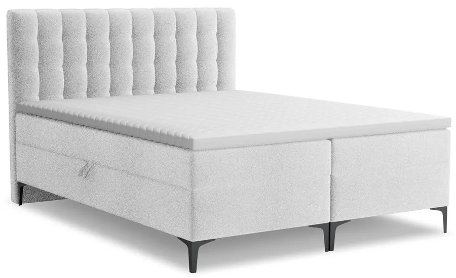 Boxspring postel s úložným prostorem 180x200 cm ve stříbrné barvě Puhala – Makamii