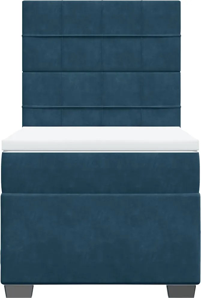 Box spring postel s matrací modrá 90 x 190 cm samet 3293090