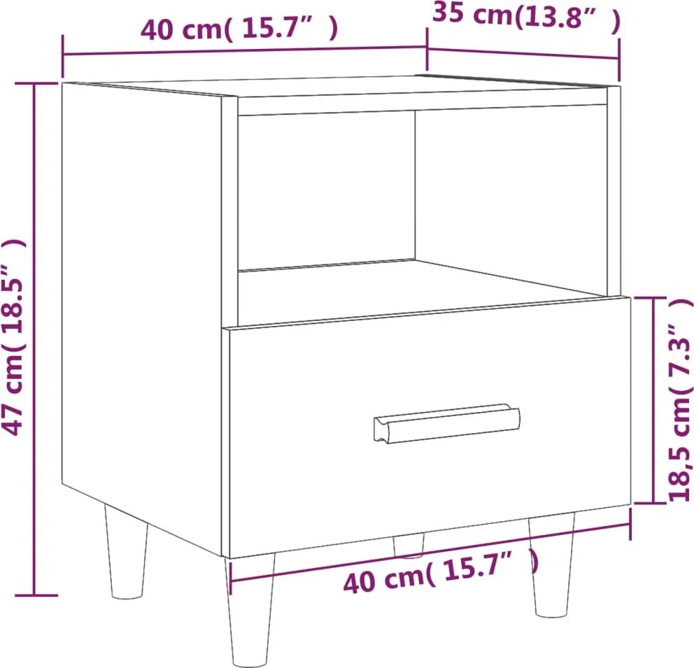 vidaXL Noční stolky 2 ks 40 x 35 x 47 cm [812007] Barva: kouřový dub