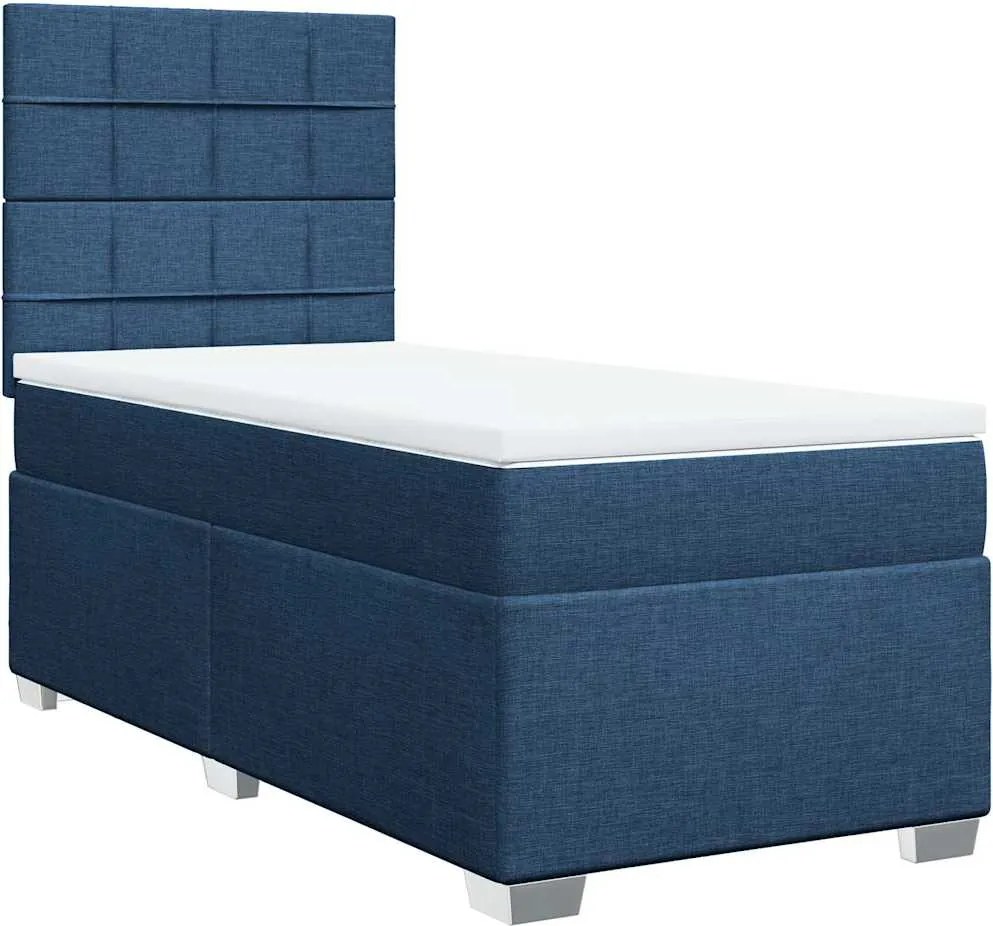 Box spring postel s matrací modrá 90x200 cm textil 3290377