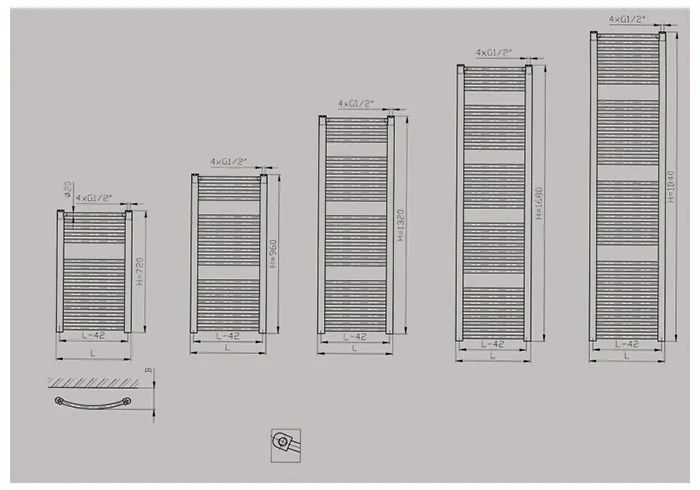 Termal Trend Koupelnový radiátor Eco EC-X 45168 / bílá RAL 9016 (168x45 cm)