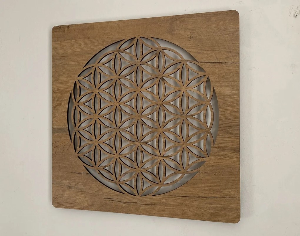 Li-Go "Květ života" světelný obraz 230V 62x62 cm provedení povrchu: jedle