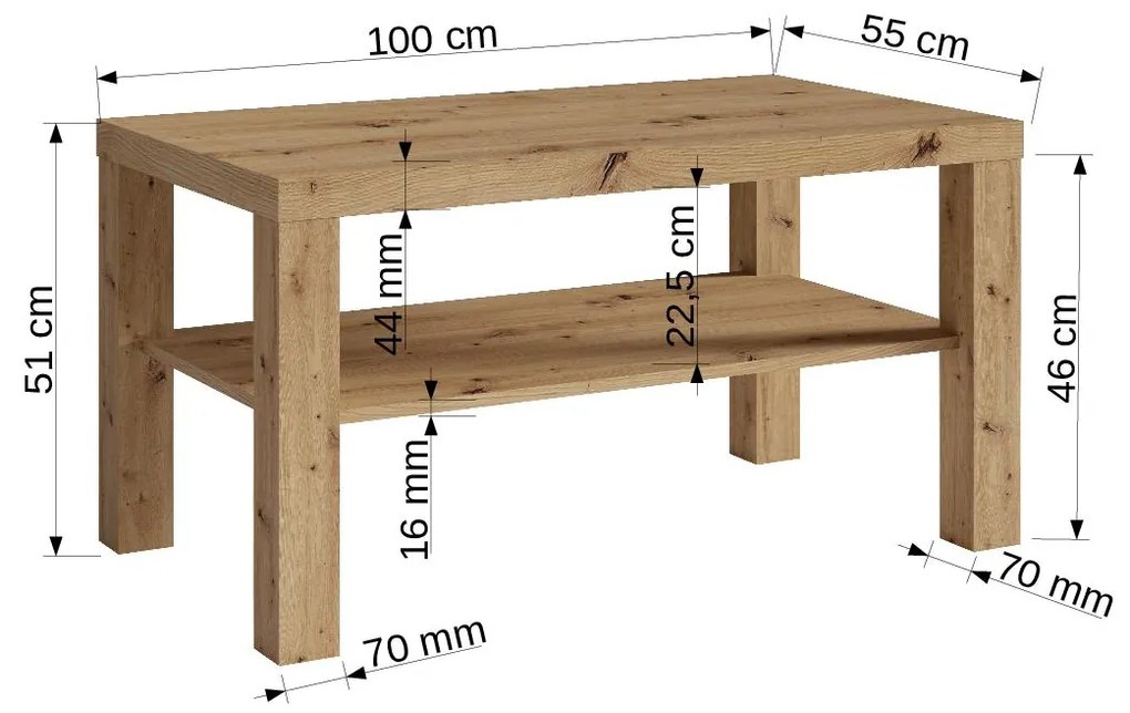 Konferenční stolek GOMEZ 100x55 Hlavní barva: Bílá & Beton