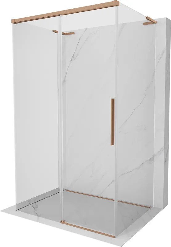 Mexen Rox-3SL, 3-stěnný sprchový kout 150 x 75 cm, 8mm čiré sklo, měděný matný profil, 8C2L-150-075-65-00-3S