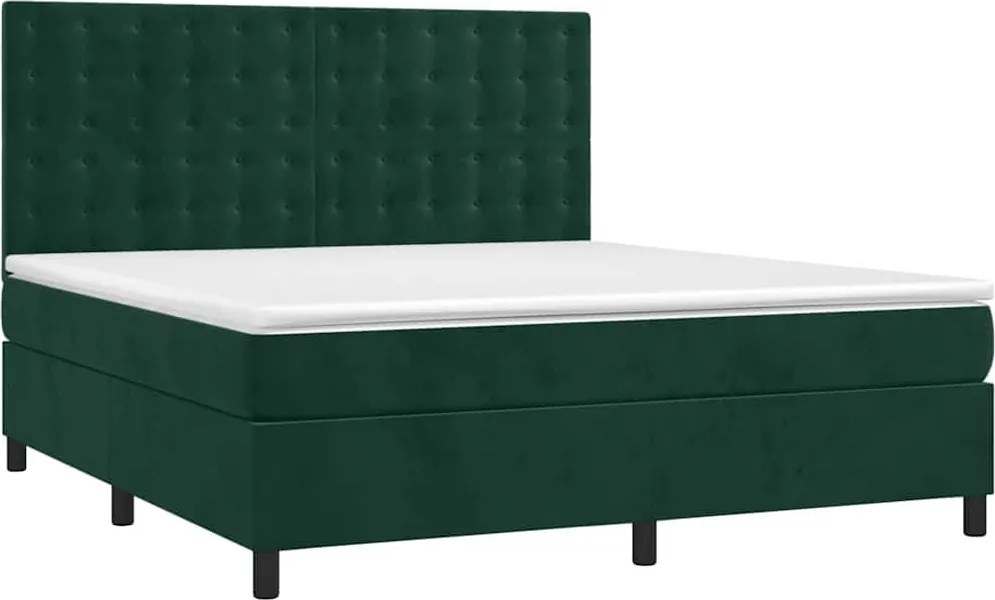Box spring postel s matrací tmavě zelená 160x200 cm samet 3143274