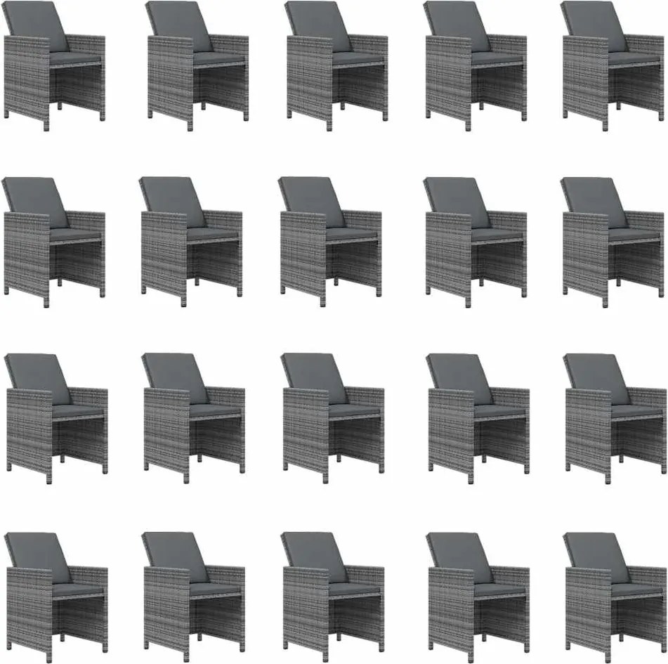 21dílný zahradní jídelní set s poduškami šedý polyratan 3095672