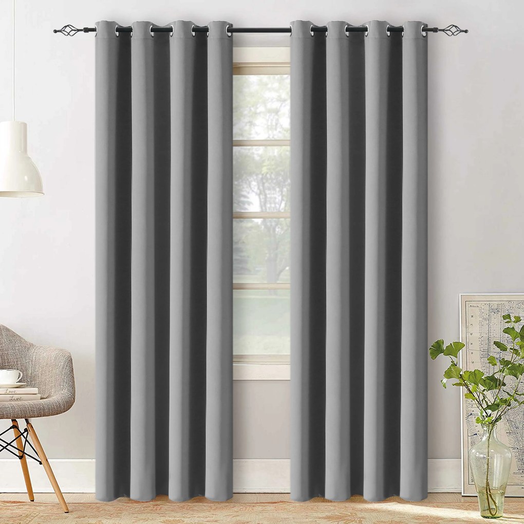 Světle šedý závěs OXFORD 140x250 cm Zavěšení: Řasící páska
