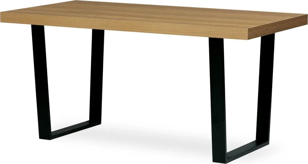 Autronic Jídelní stůl, 160x8x760 cm, MDF deska, dýha dub, kovové nohy, černý lak HT-514 OAK