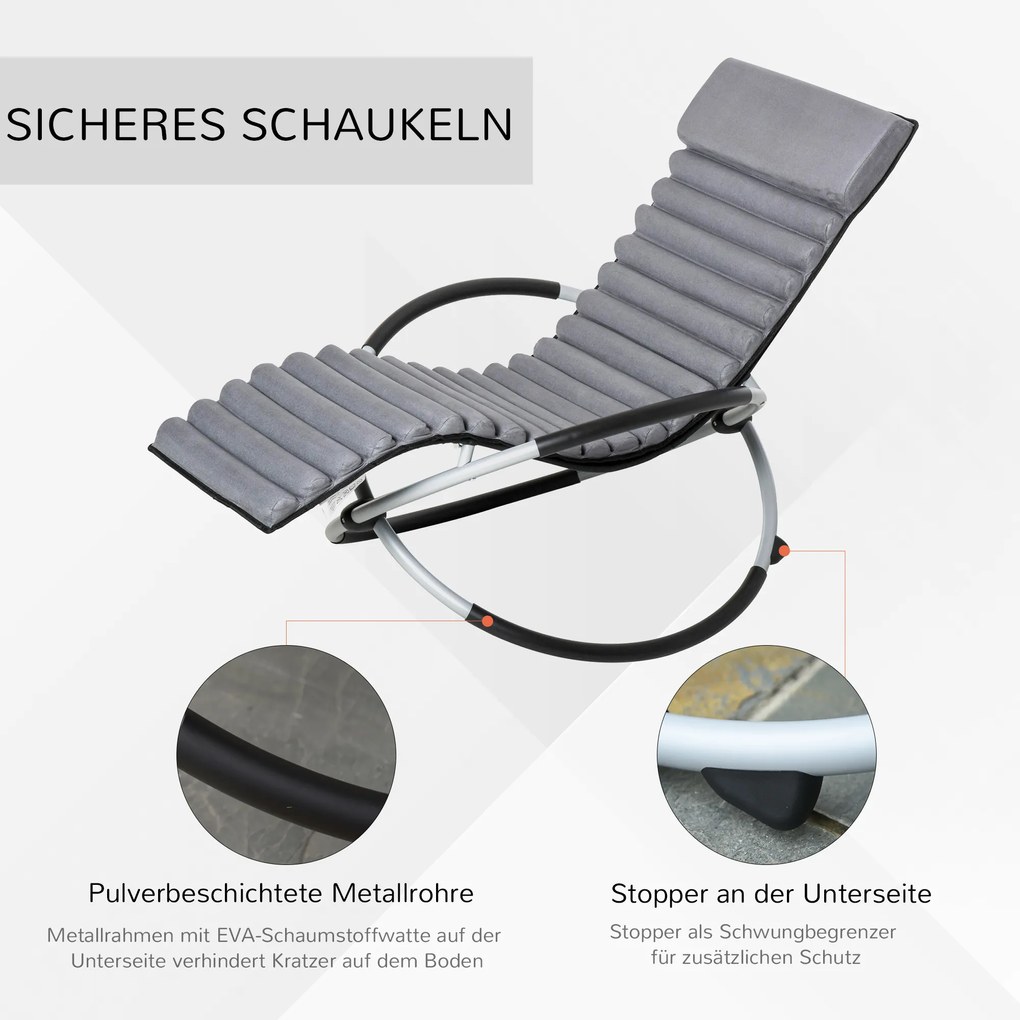Houpací křeslo Outsunny ergonomické houpací křeslo 2 v 1 zahradní křeslo houpací lehátko kovové textilénové kulovité tmavě šedé 145x74x88 cm pro poho…