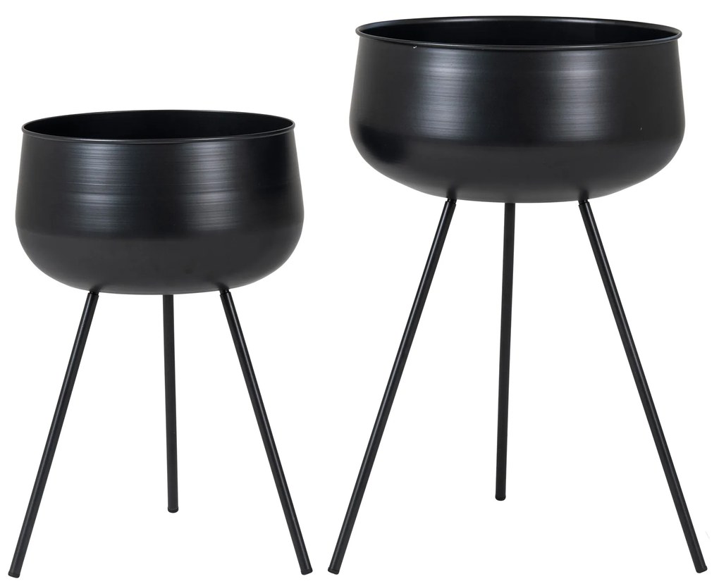 House Nordic Set 2 černých kovových květináčů ARDOLA 9001170