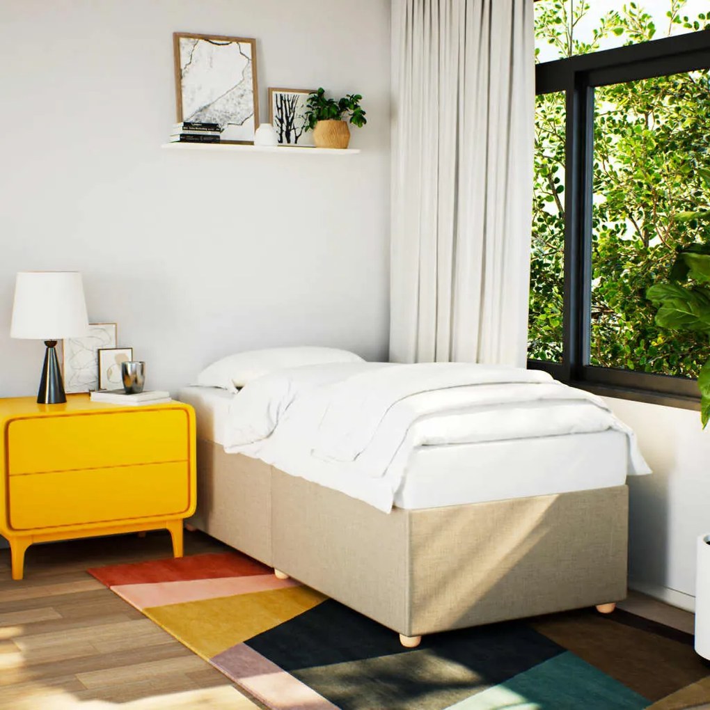 Rám postele bez matrací krémově 90x190 cm textil 3284699