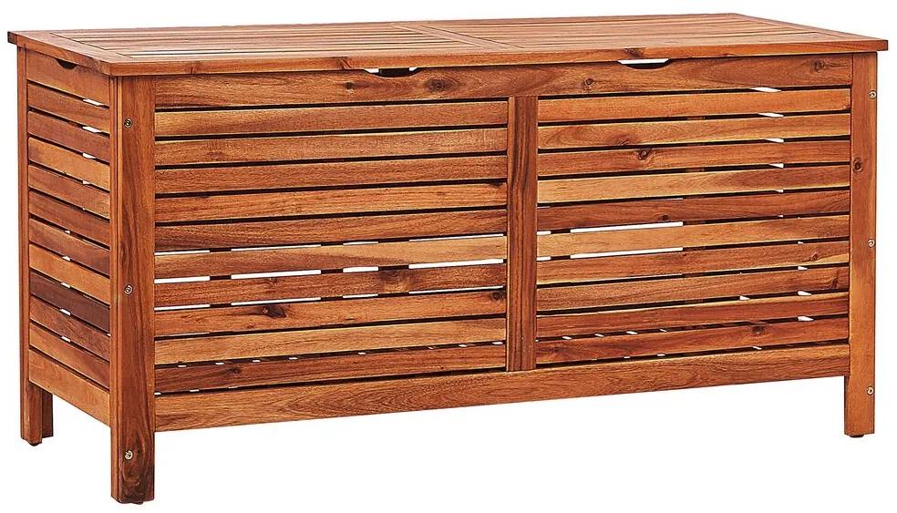 Úložný box akáciové dřevo tmavě hnědý 130 x 48 cm RIVIERA Beliani