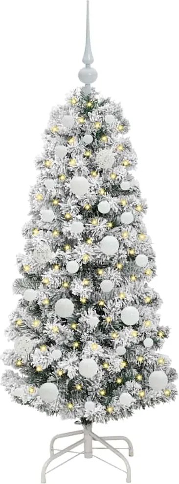 Umělý Skládací Vánoční Strom 150 LED Zelená a bílá 120 cm 3395580