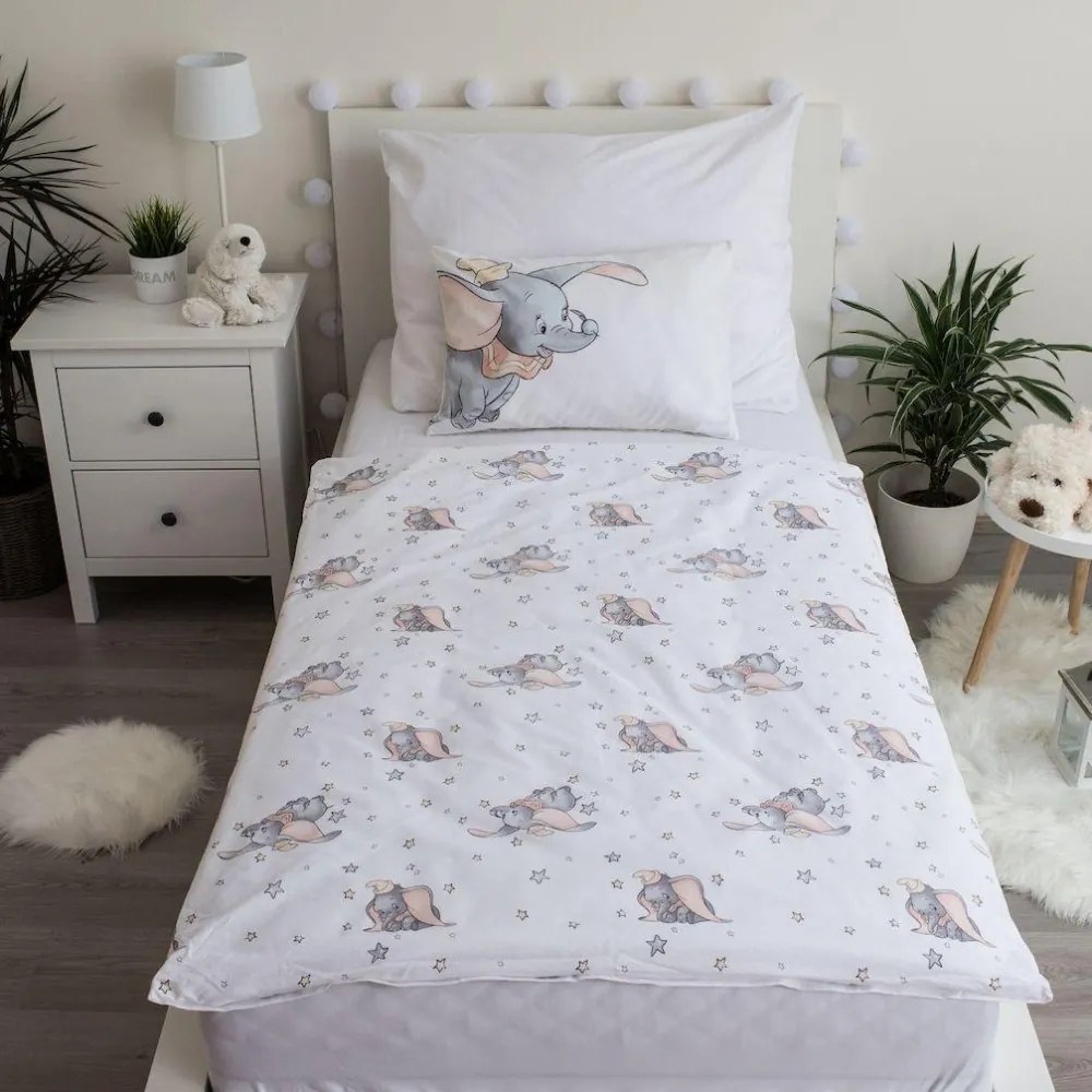 Jerry Fabrics s. r. o. Povlečení bavlněné do postýlky 135x100+40x60 - Dumbo "Grey" baby