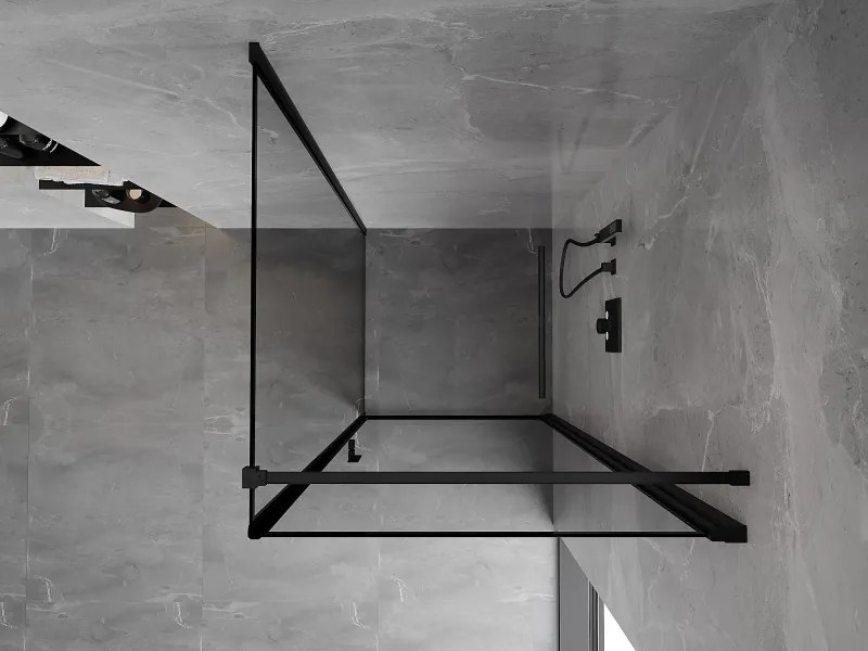 Mexen Mist-B, 1-křídlý ​​výklopný sprchový kout, pravý, 70 x 70 cm, čiré sklo-černý rám, 8A2T-070-070-70-70-P
