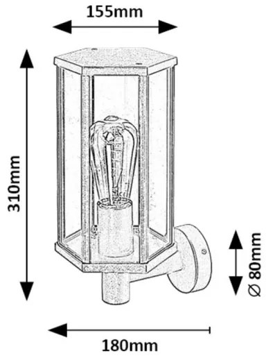 Rabalux 7239 - Venkovní nástěnná lampa DUBROVNIK 1xE27/40W/230V IP44