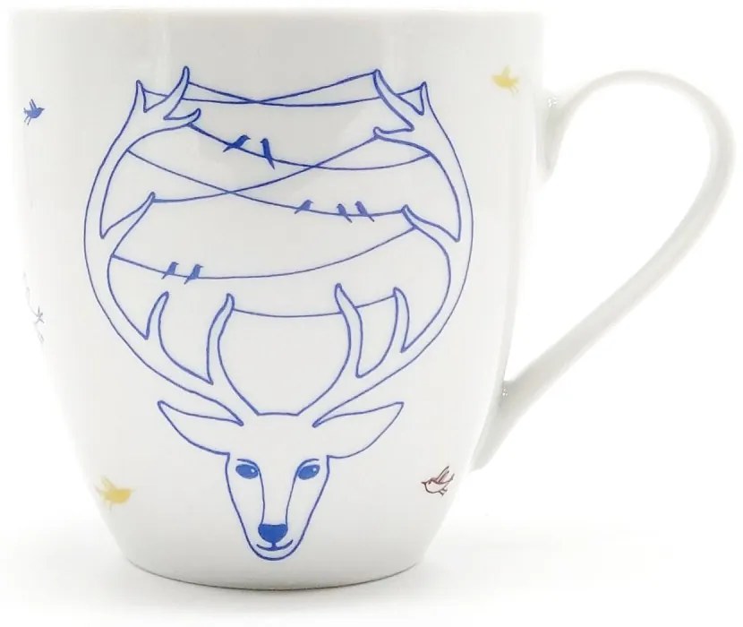 Porcelánový hrnek Pán lesa, 670 ml – s autorskou ilustrací jelena, český porcelán