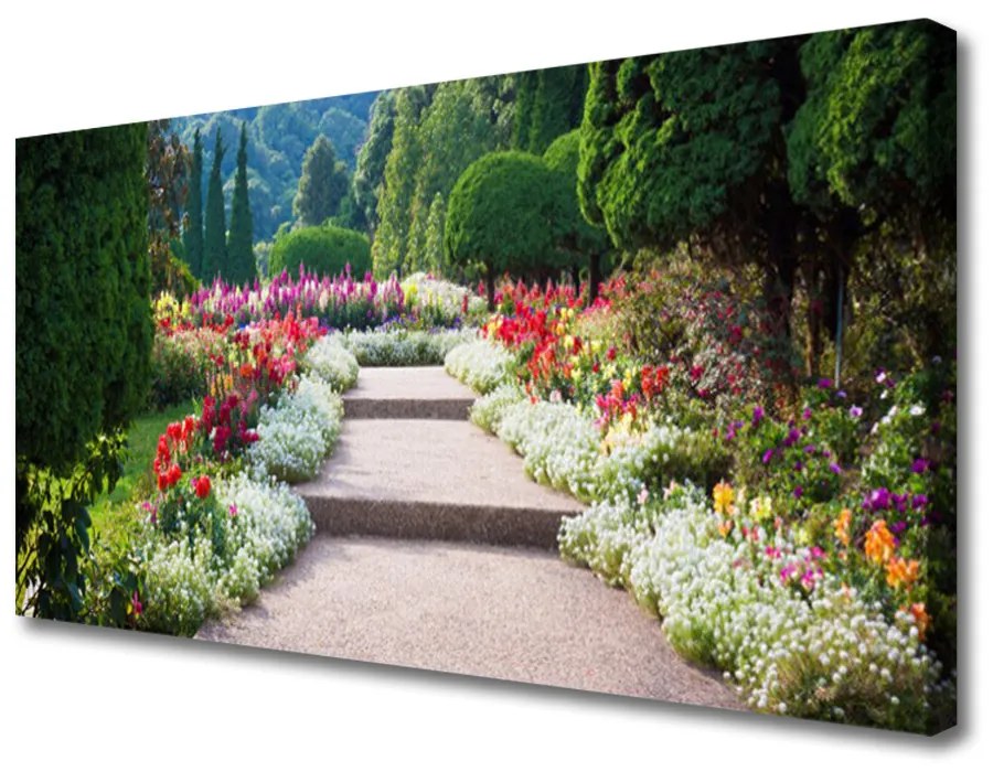 Obraz na plátně Park Květiny Schody Zahrada 100x50 cm