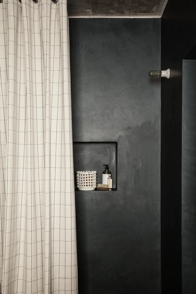 Koupelový závěs Chambray s pruhy černo-béžový