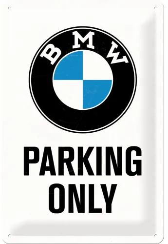 Postershop Plechová cedule: BMW Parking Only (bílá) - 30x20 cm