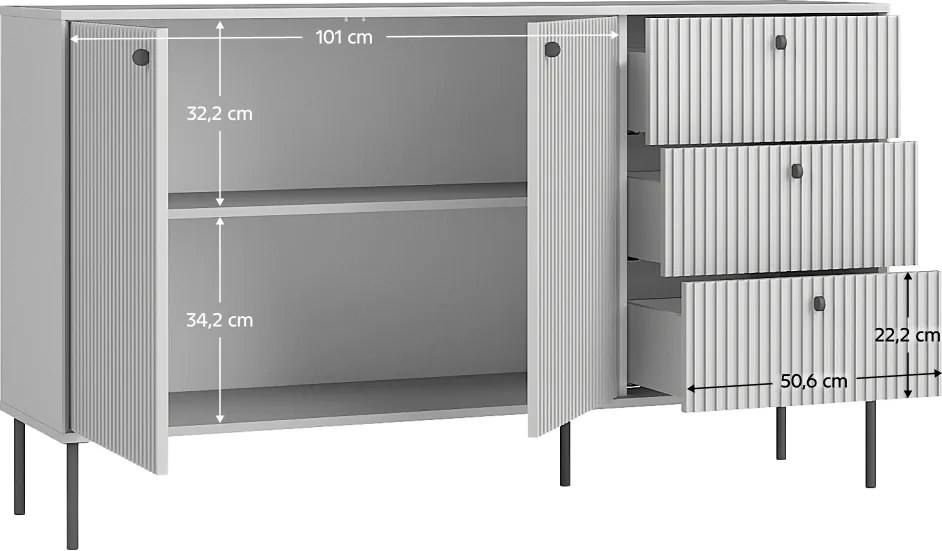 Komoda ARIS 2D3S, šedá