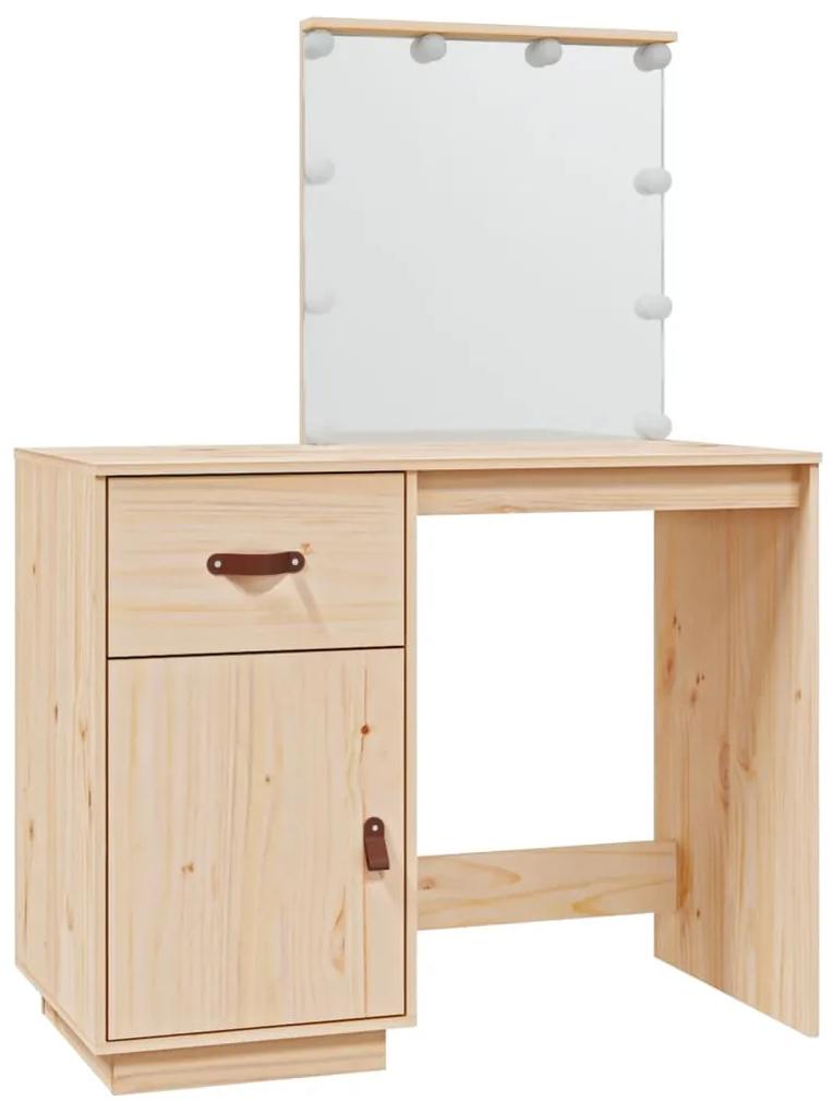Toaletní stolek s LED 95 x 50 x 133,5 cm masivní borovice - Default Title