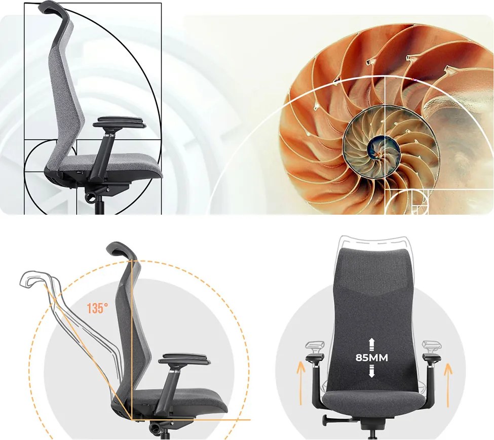 Ergonomická kancelářská židle MOSH Airflow 502 – černá