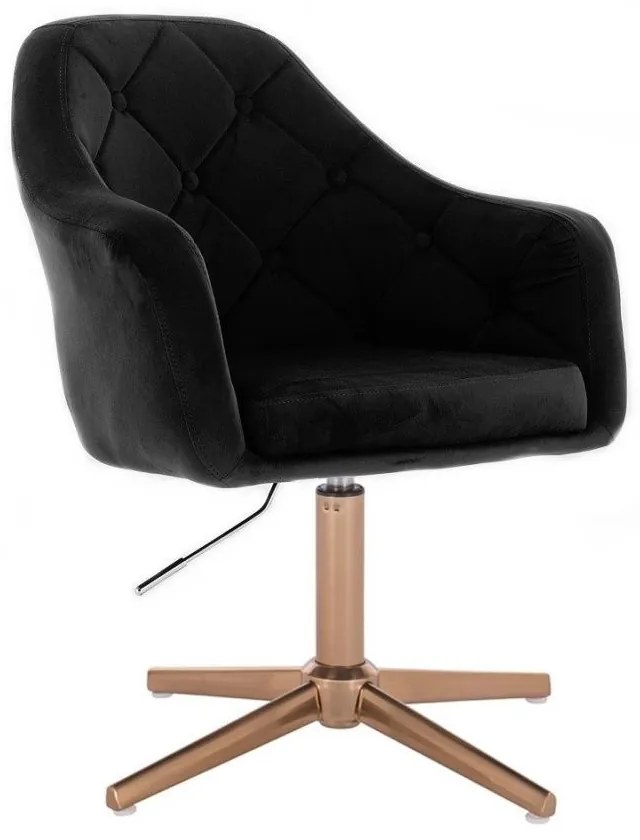LuxuryForm DESIGN Otočné křeslo ANDORA VELUR na zlatém kříži - černé