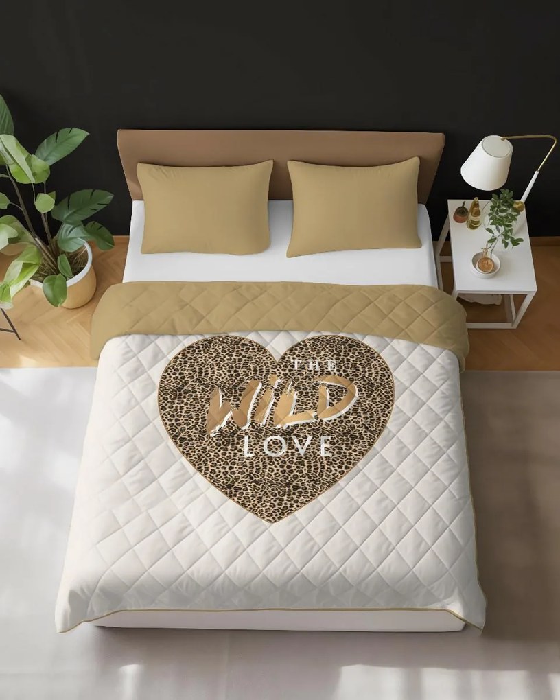 Detexpol Dekorační přehoz na postel 220x240 Wild love heart beige K 109 Holland 14
