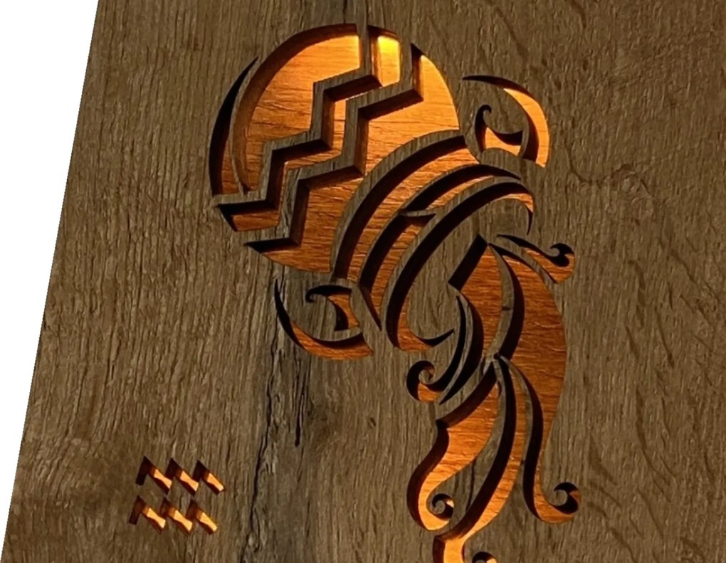 Li-Go Znamení "Vodnář" lampa 19x19 cm provedení povrchu: dub světlý