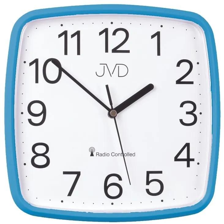 Modré hranaté rádiem řízené levné hodiny JVD RH616.5
