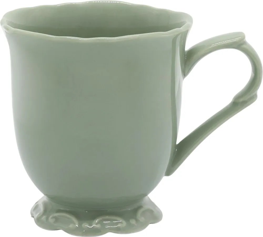 Zelený porcelánový hrnek s krajkou Provence lace verte - 10 cm / 300 ml