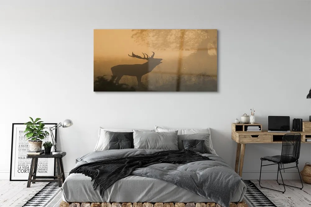 akrylový obraz jelen sunrise 140x70 cm