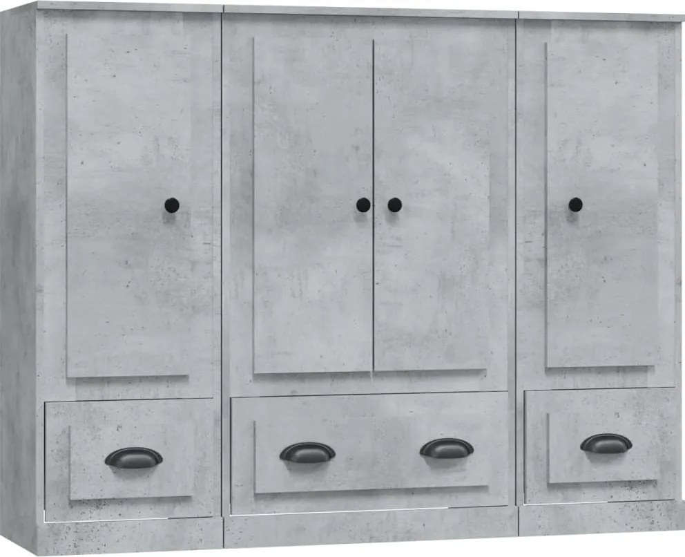 Příborníky 3 ks betonově šedé kompozitní dřevo 3185299