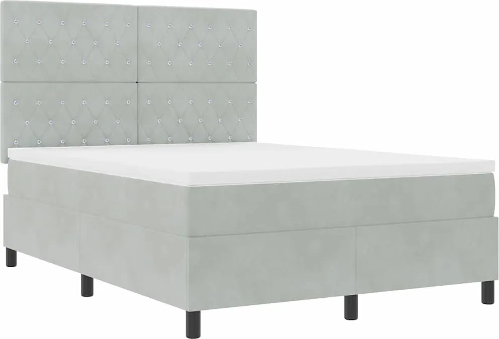Postel s boxspringem s matrací Světle šedá 160 x 200 cm samet 3339776