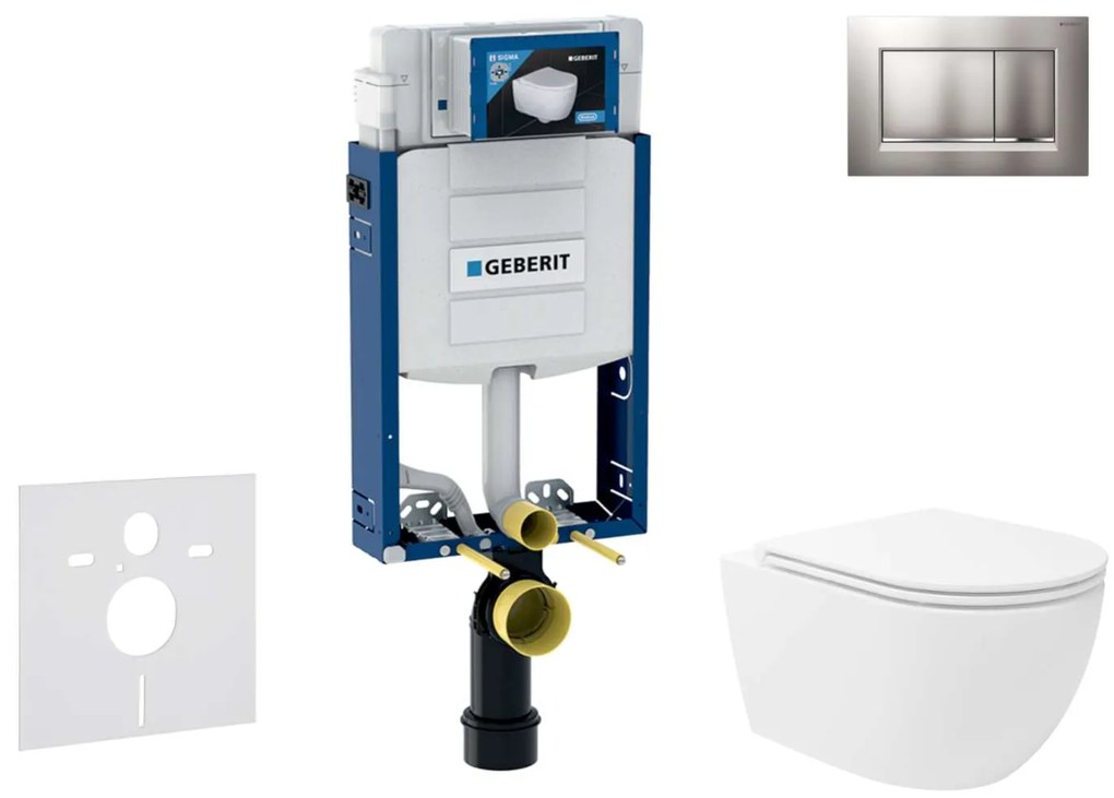 Geberit Kombifix - Set předstěnové instalace, klozetu Oudee Vortex a sedátka softclose, tlačítko Sigma20, lakovaný chrom mat/chrom SANI15CA1136