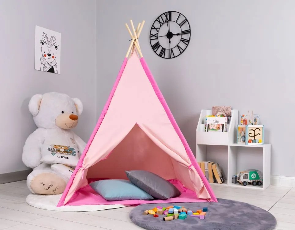 ECOTOYS Indiánský stan teepee, růžový vigvam pro děti 8194P