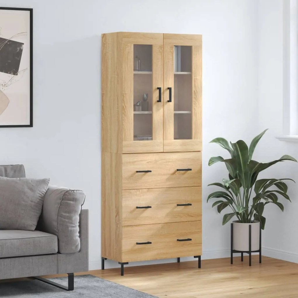 Skříň highboard dub sonoma 69,5 x 34 x 180 cm kompozitní dřevo