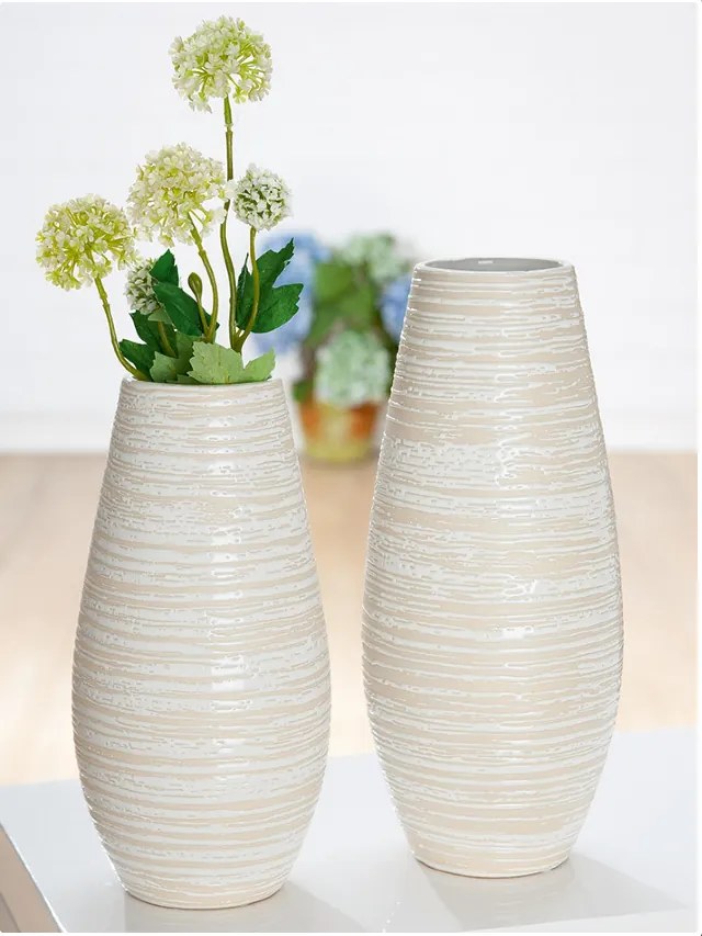GILDE Keramická váza "Deserto" krémová 15,5x15,5x36,5 cm cm