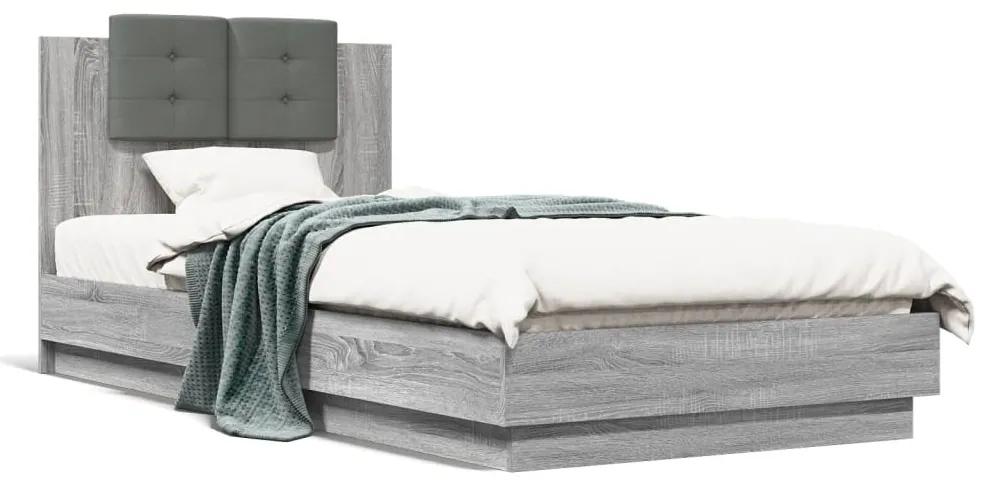 Rám postele s čelem šedý sonoma 100 x 200 cm kompozitní dřevo,  3209938