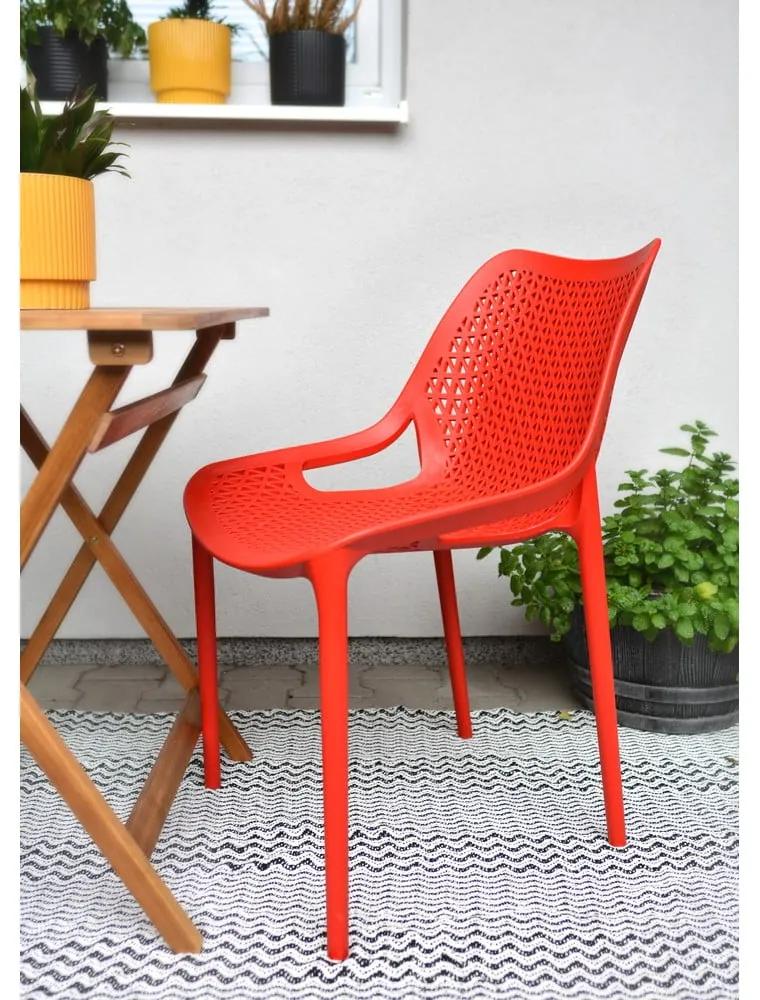 Červená plastová zahradní židle Bilros – Rojaplast