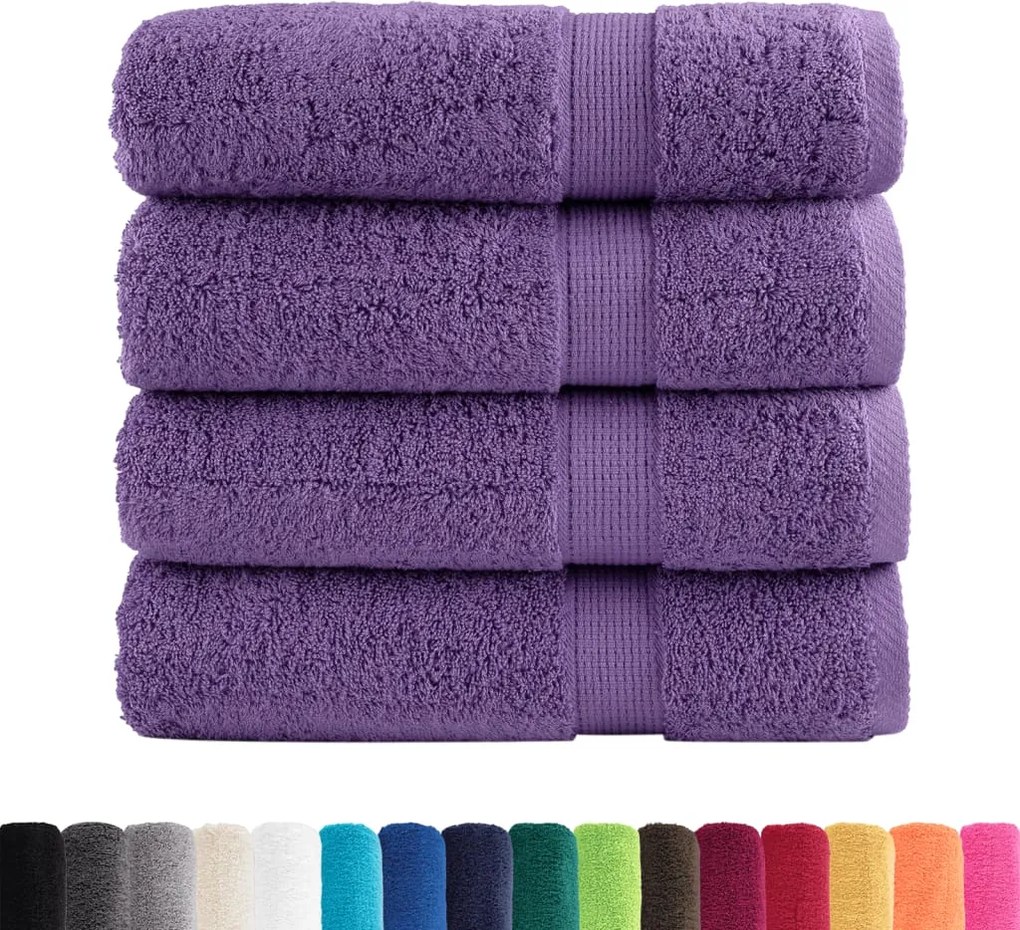 Premium ručníky SOLUND 4 ks fialové 50 x 100 cm 600 g/m² 137354