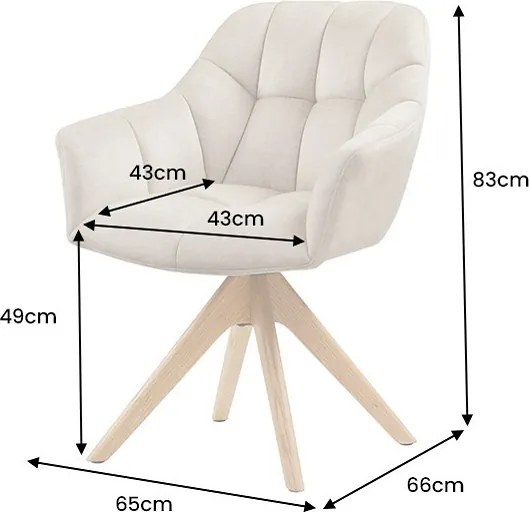 Designová otočná židle Vallerina béžový samet / dub
