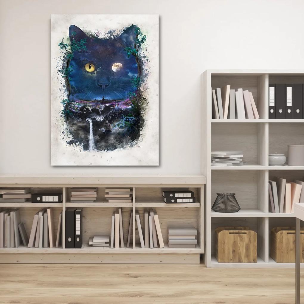 Gario Obraz na plátně Černá kočka v noci - Barrett Biggers Rozměry: 40 x 60 cm