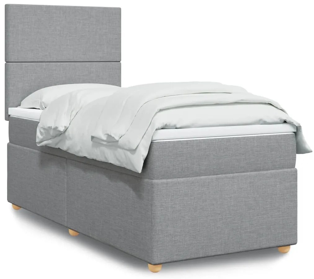 Box spring postel s matrací světle šedý 100 x 200 cm textil 3293484