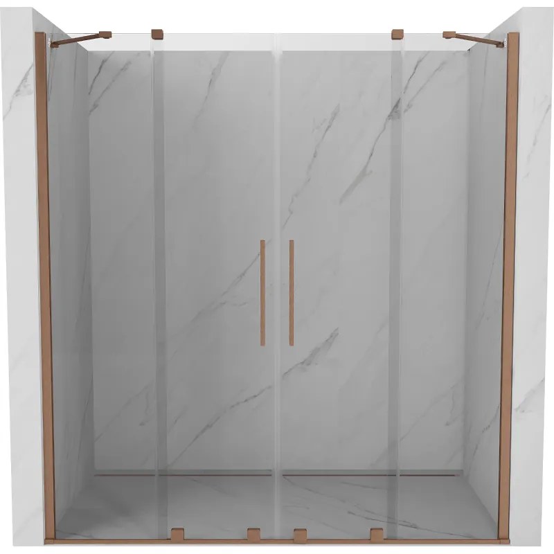 Mexen Velar Duo, posuvné dveře do otvoru 180x200 cm, 8mm čiré sklo, měděná matná, 871-180-000-02-65