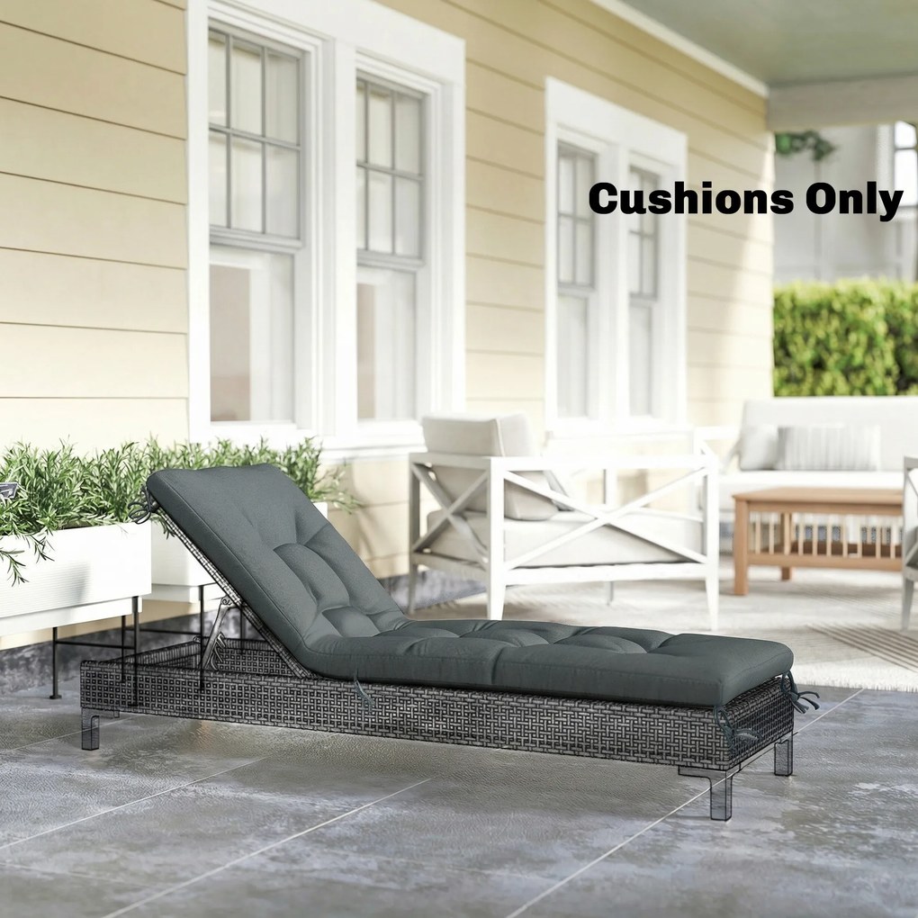 Outsunny Polštářek z palety Odnímatelný sedák s upevňovacími popruhy Polštářek z palety pro většinu lehátek 198x65x13cm Tmavě šedý